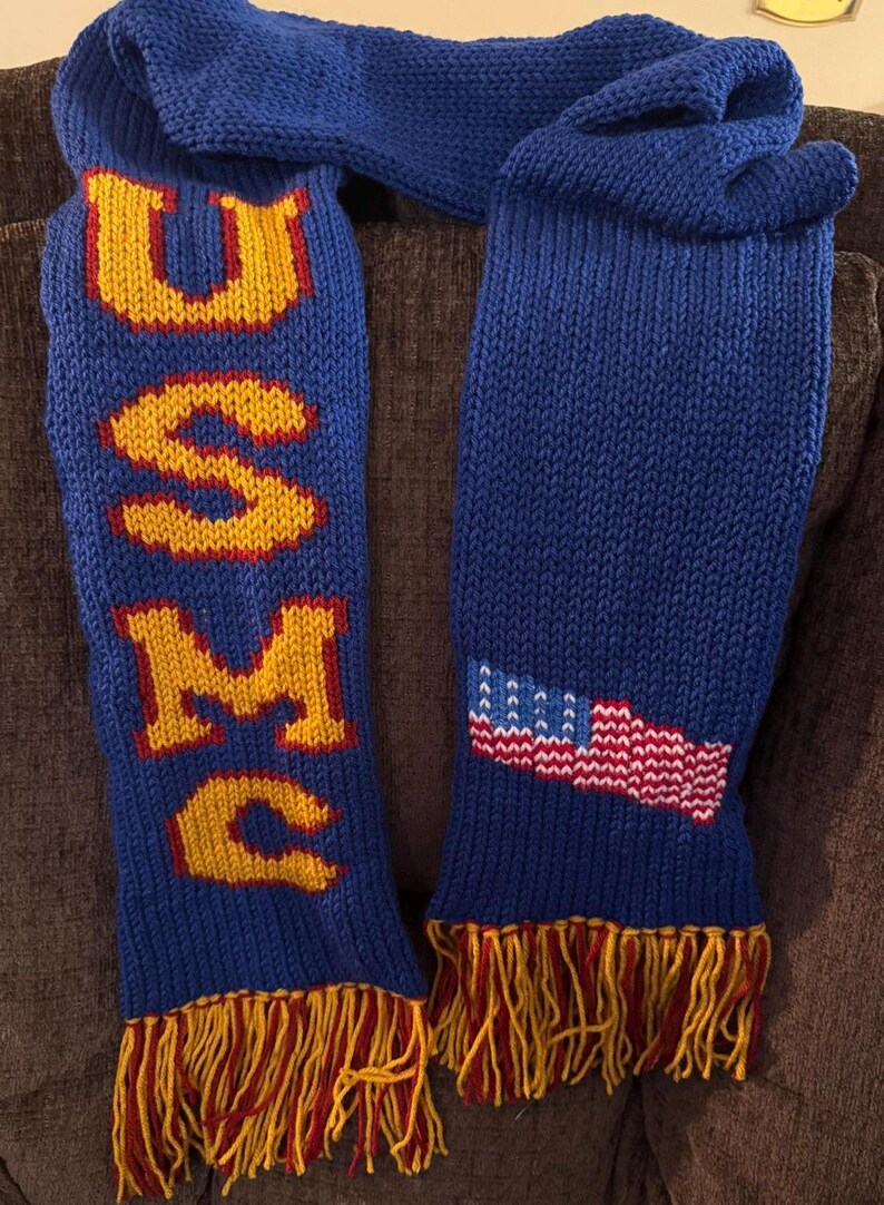 Double Knit Scarf With Army, Navy, USAF, USCG or USMC & American Flag ...