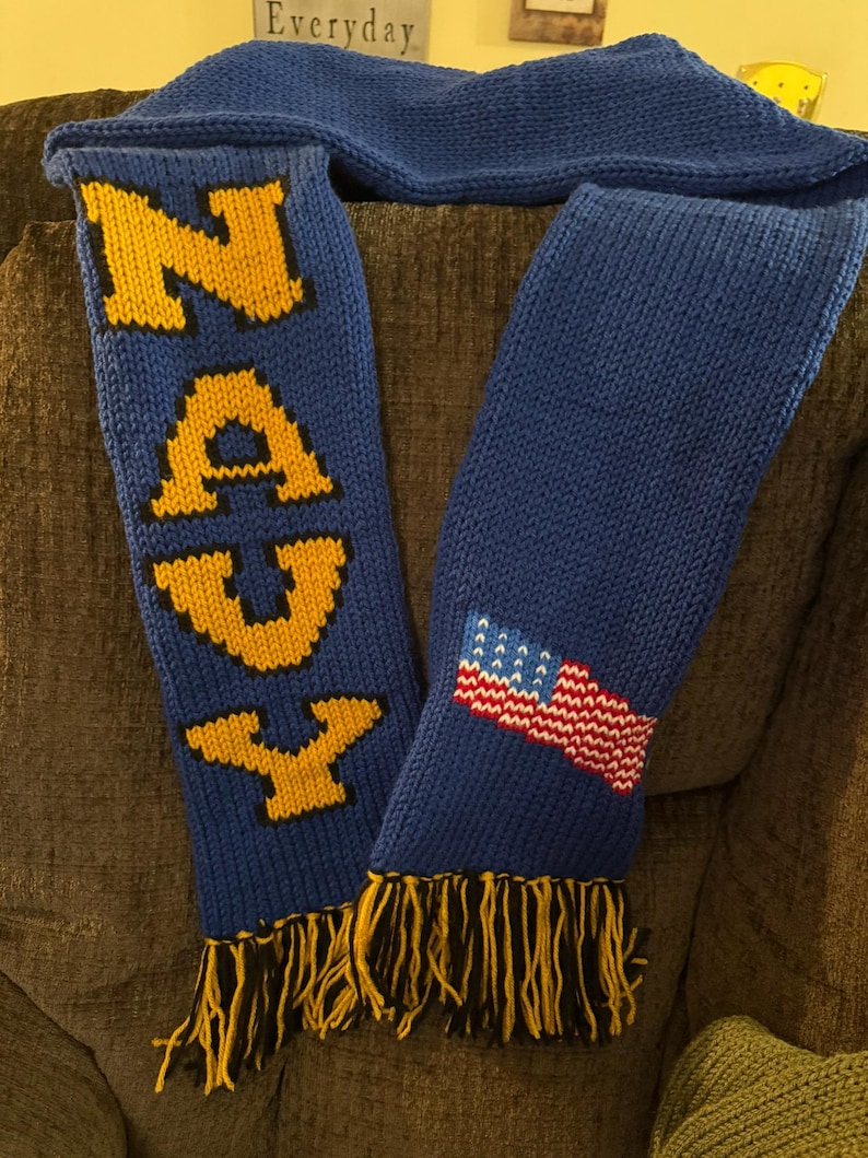 Double Knit Scarf With Army, Navy, USAF, USCG or USMC & American Flag ...