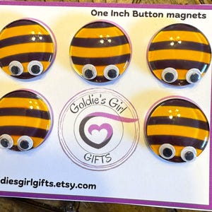 Cute Ladybug or Bumblebee Glass Button Fridge Magnets – 1" Googly Eye ...