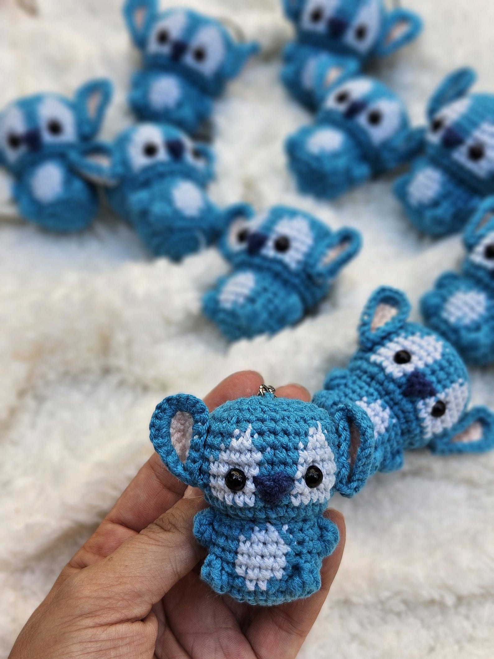 Ready-to-ship, Stitch and Angle Keychain, Handmade Decor, Amigurumi ...