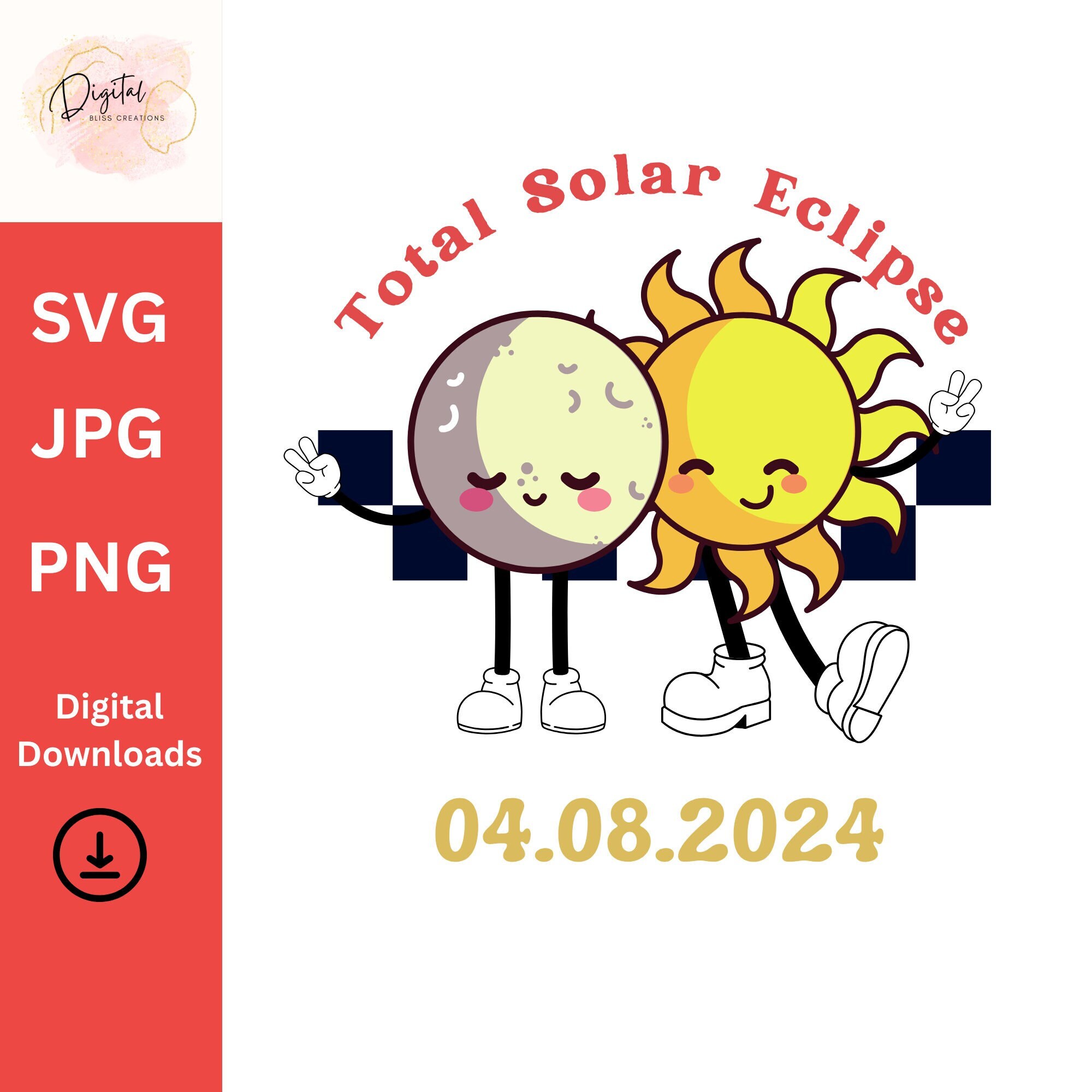 Total Solar Eclipse SVG PNG, April 8th 2024, Sun and Moon, Svg Files ...