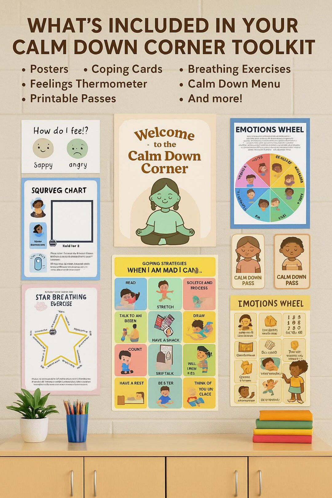 Calm Down Corner Kit | SEL Posters, Feelings Chart (PDF) - Etsy