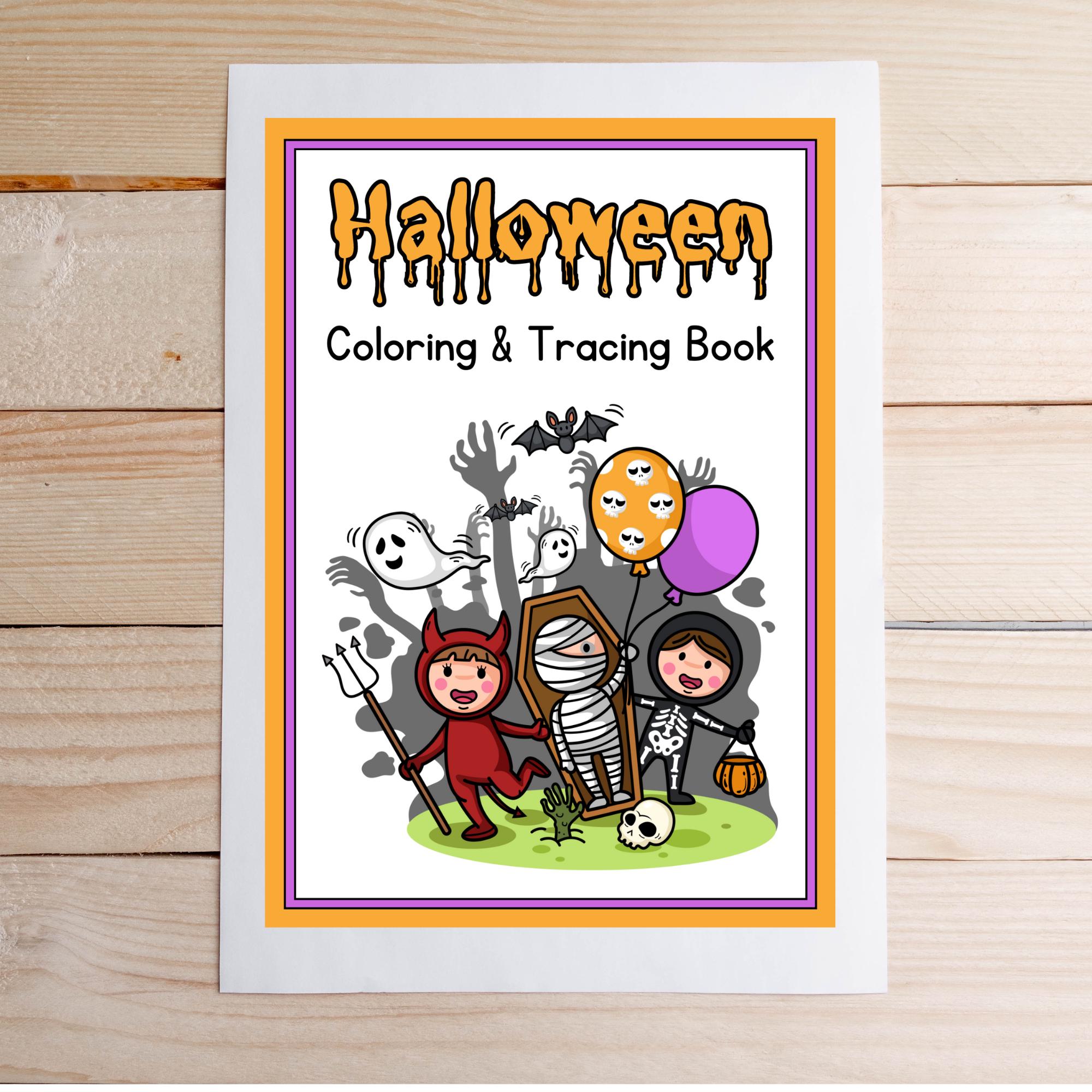 Printable Halloween Coloring & Tracing Book for Kids - Etsy