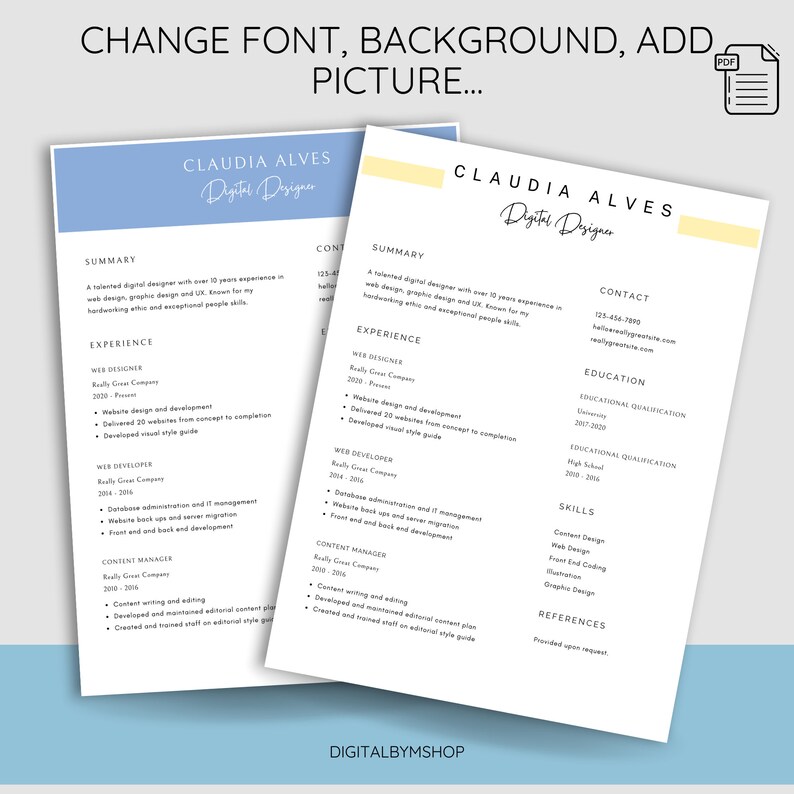 Curriculum Vitae Editable Basic Resume Template CV Canva Stencil ...