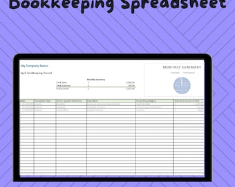 Hospitality Business Income and Expenses Bookkeeping Spreadsheet ...