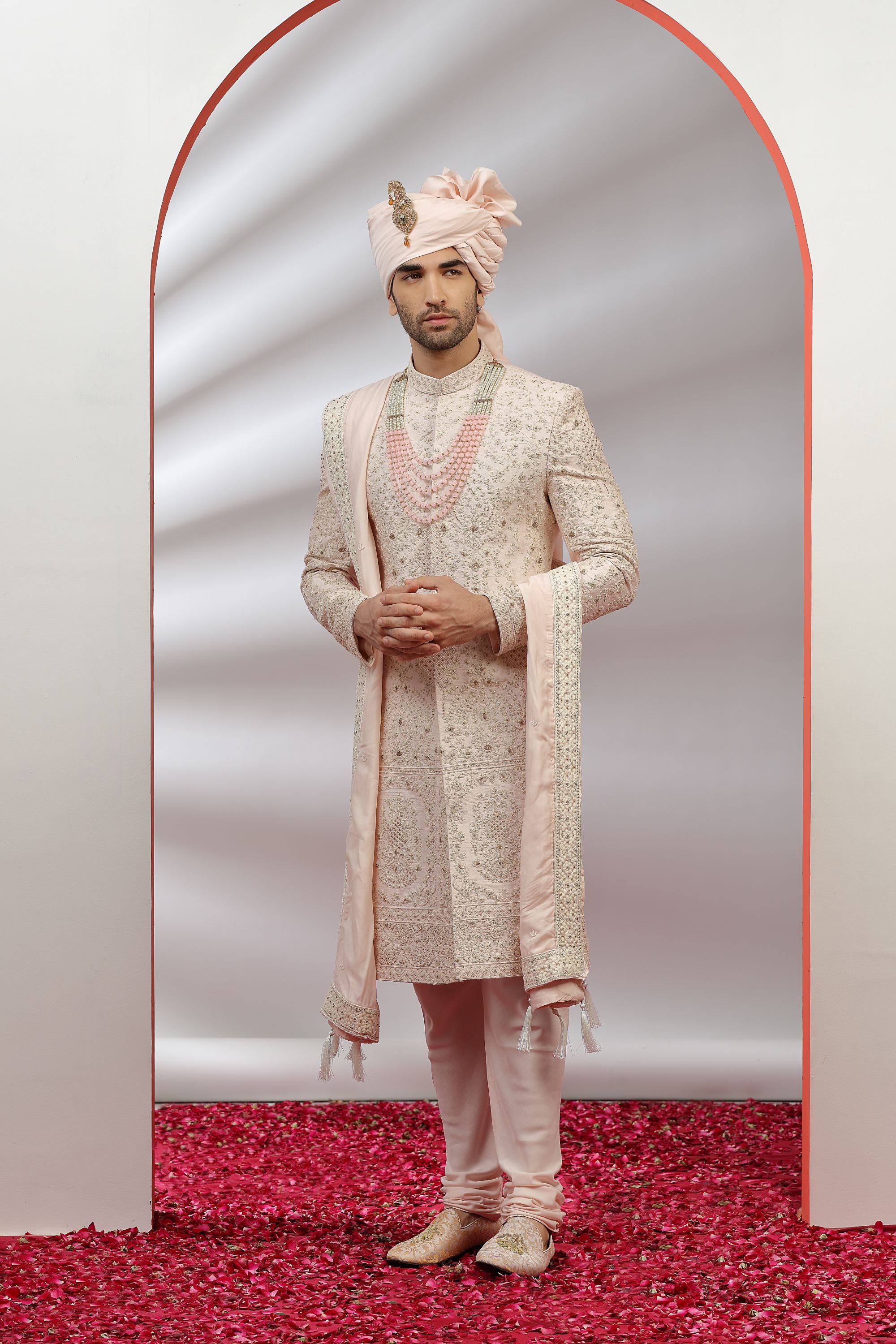Blush Pink Sherwani Set for Wedding Royal Look for Men & Boys Achkan ...