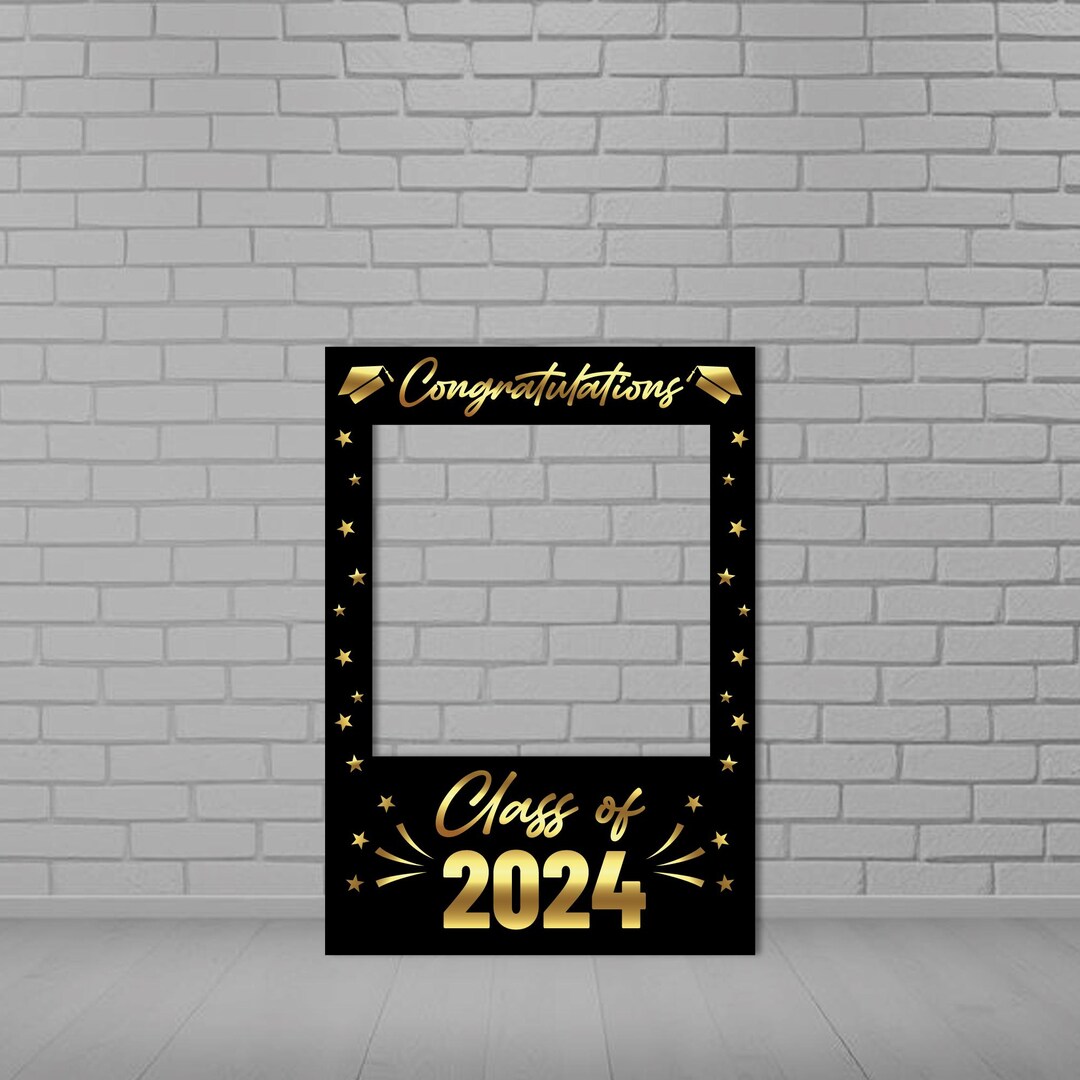 Elegant Black and Gold Graduation Selfie Frame Customizable in A1 and ...