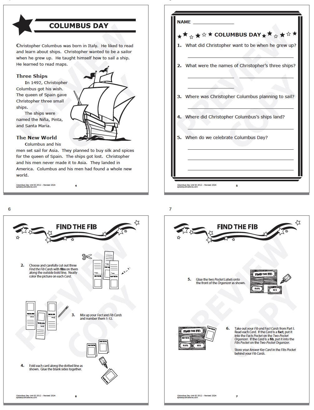 Columbus Day Unit – Math & Literacy Christopher Columbus Activities - Etsy