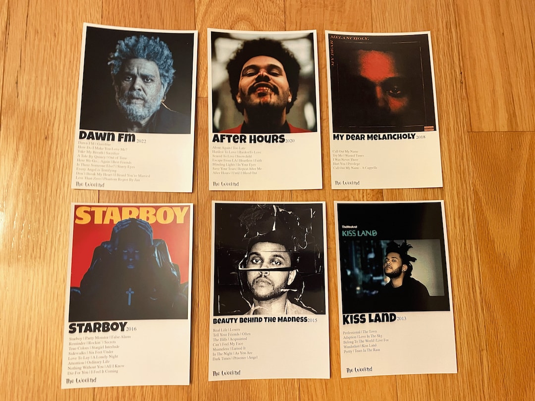 The Weeknd Album Mini Posters all 6 Albums Dawn FM, Kiss Land, Starboy ...