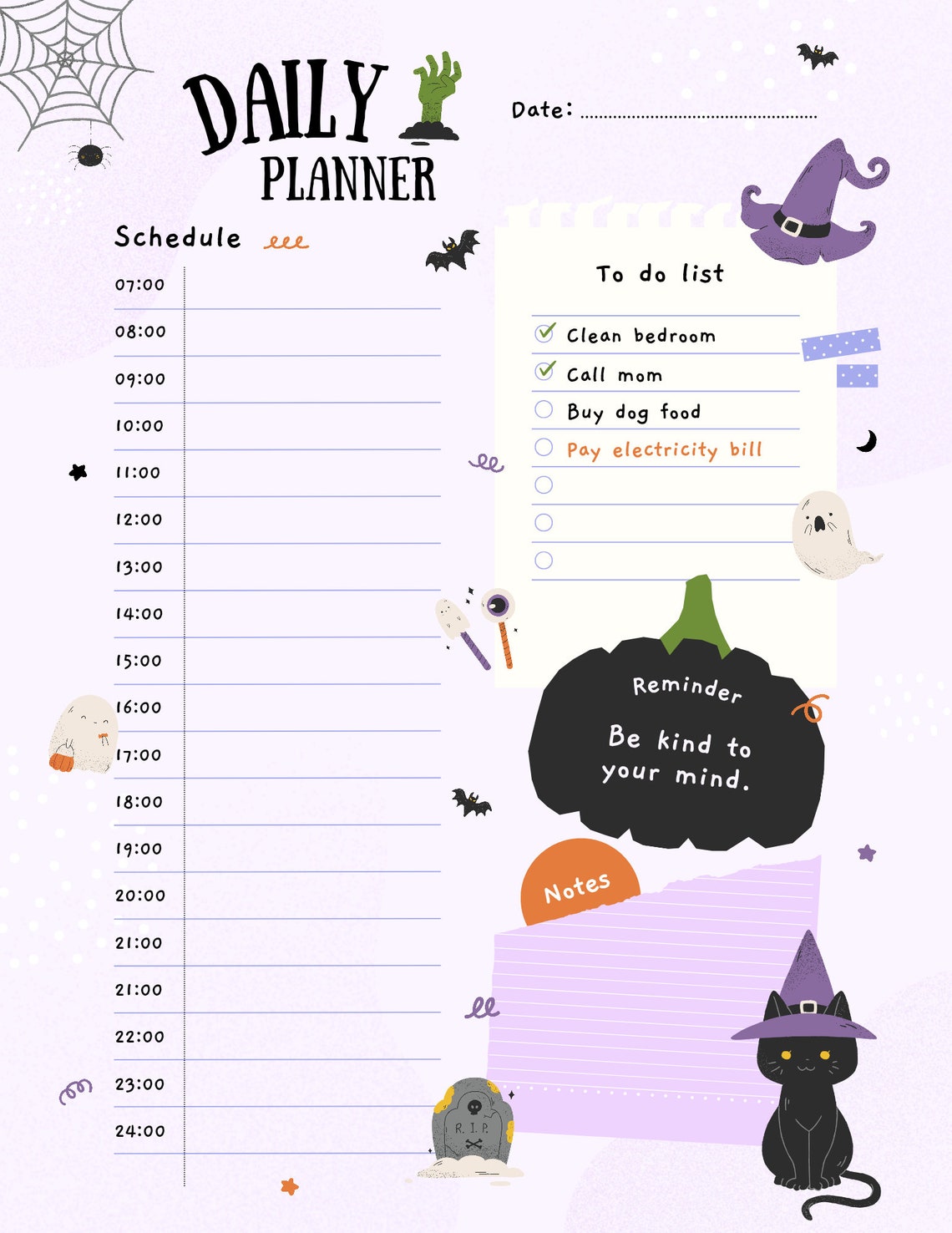 Halloween Daily Planner Sheet - Etsy