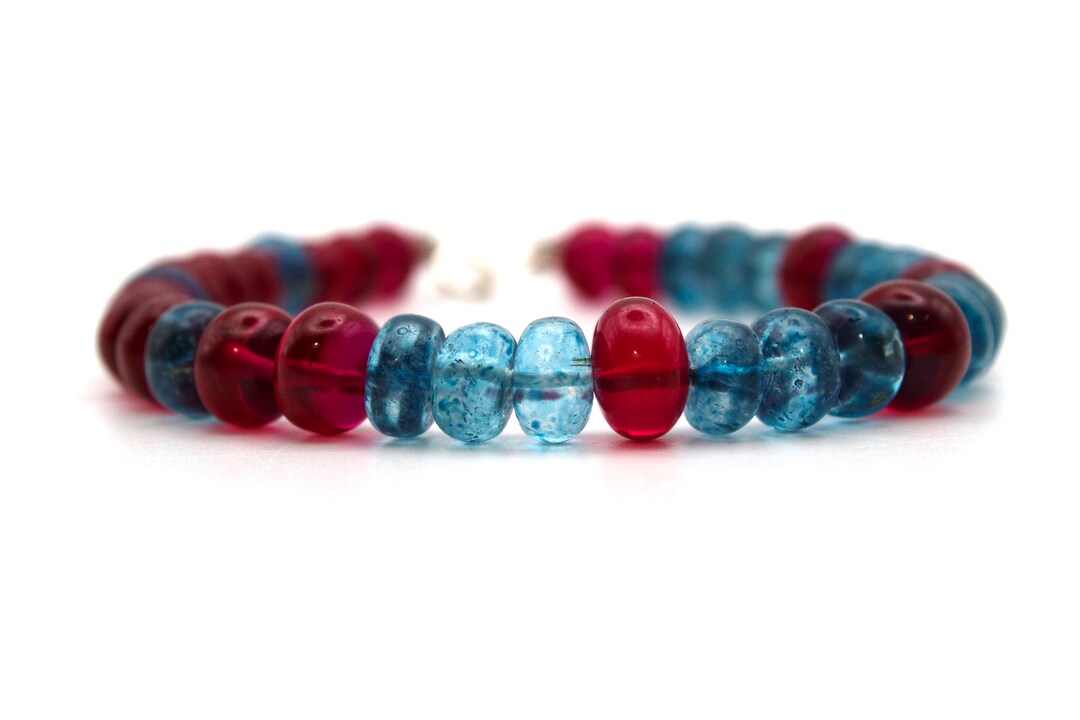 London Blue Ruby Topaz Bracelet, Sterling Silver 925, Blue Topaz, Ruby ...