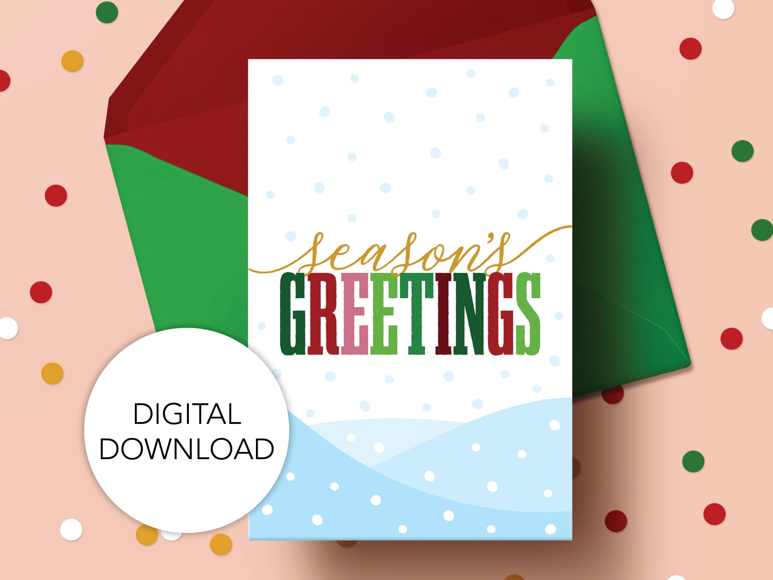 Printable Christmas Card Set | Holiday Greetings| Season's Greetings ...