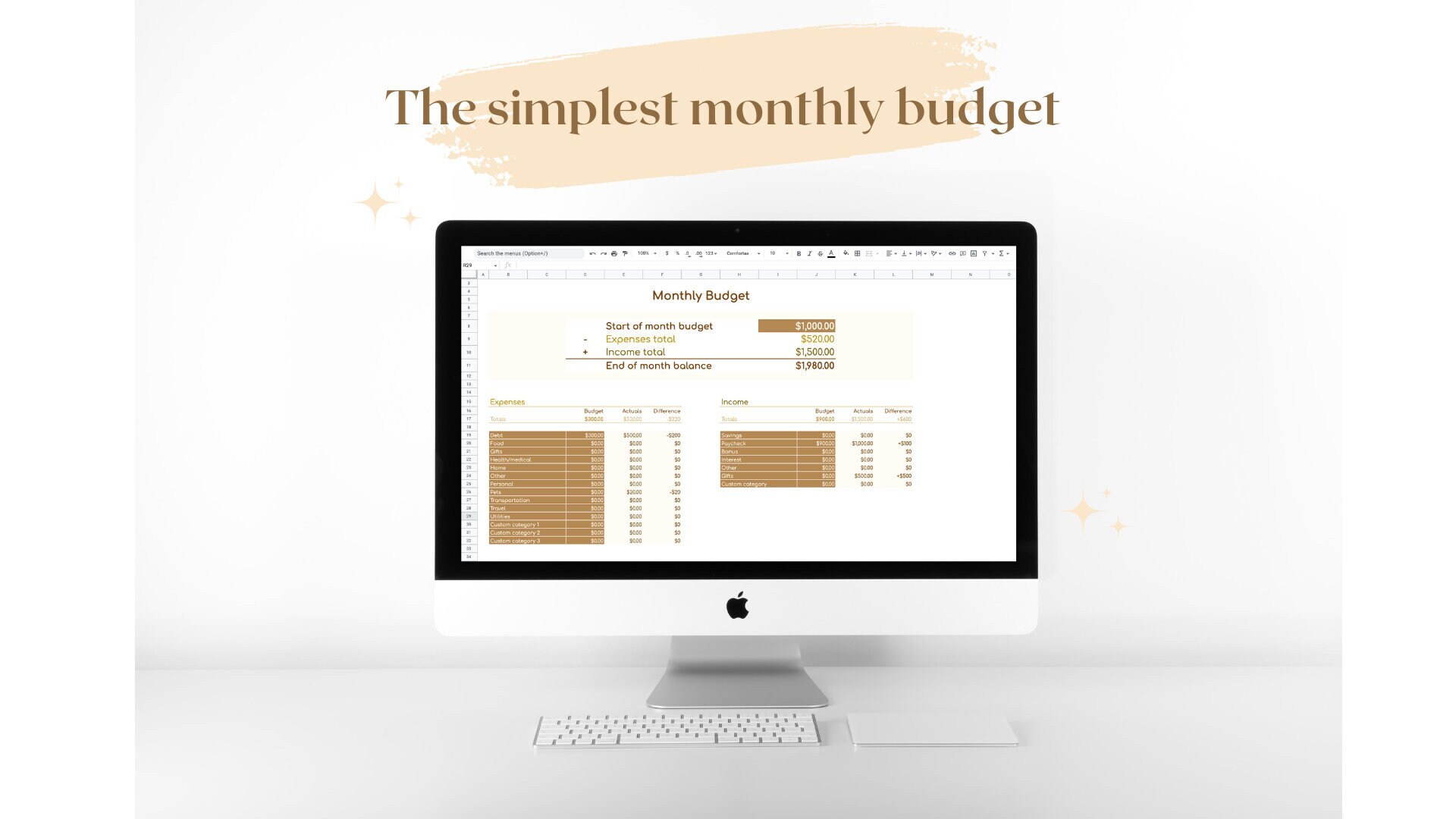 Simplest Monthly Budget Spreadsheet for Beginners - Etsy