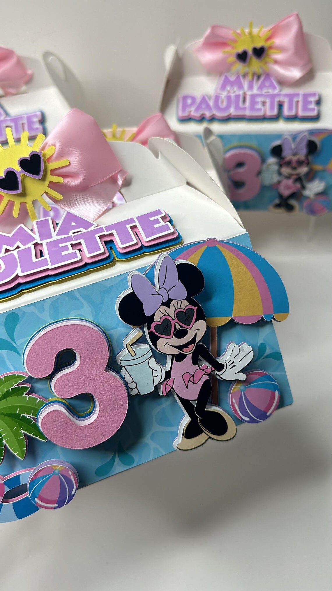 Minnie Mouse Pool Party Gable Box| Minnie Mouse Pool Party Favor Box ...