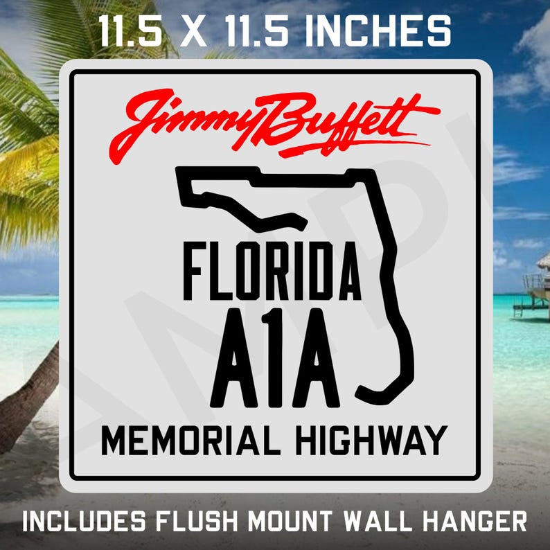 Jimmy Buffett Florida A1A Memorial Highway Parrothead Tiki Bar 11.5" X ...