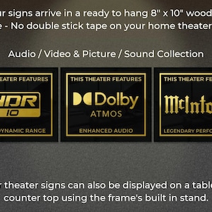 Framed 8" X 10" Home Theater / Cinema Sign - 3 Pack - (choose Any Three ...