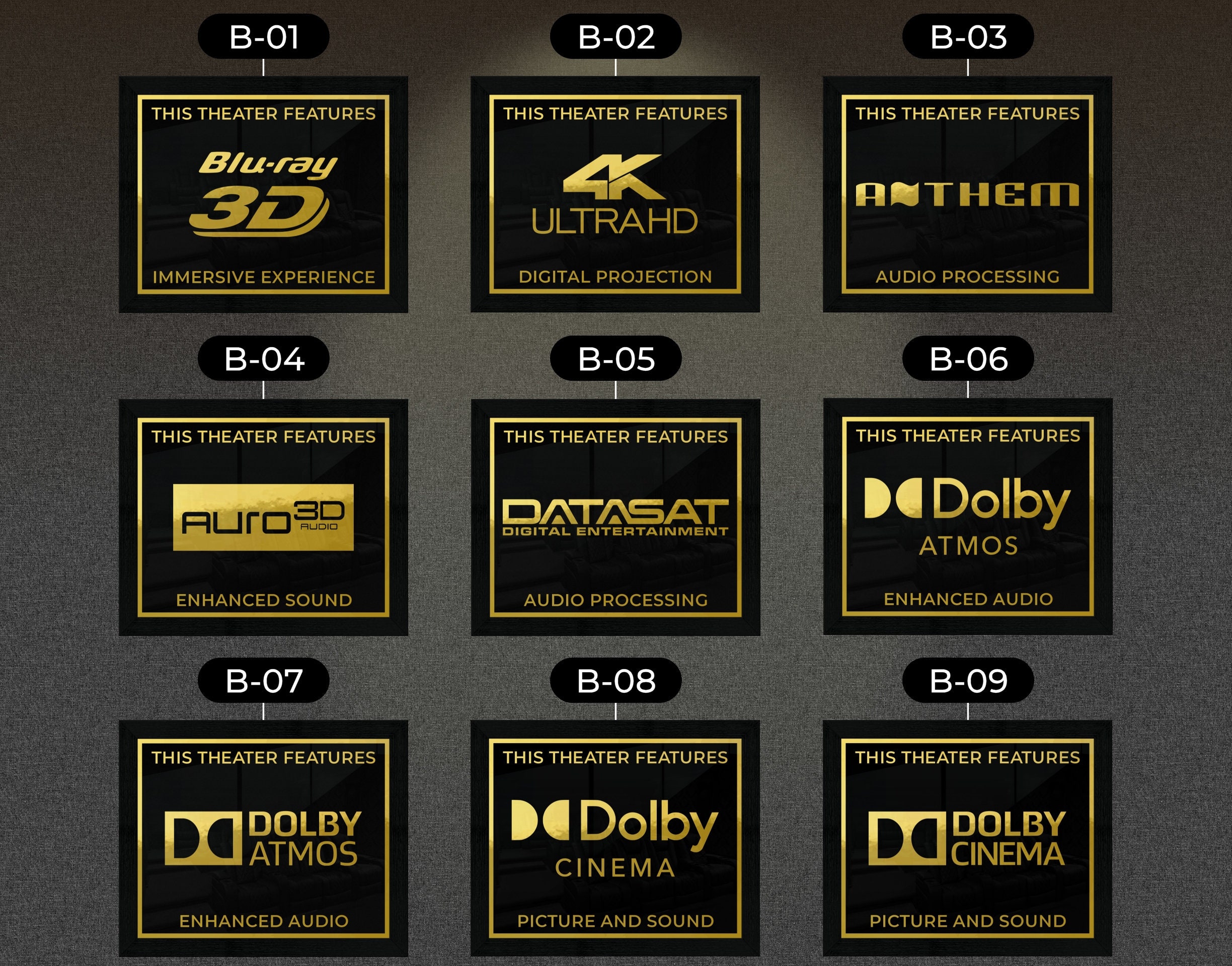 Framed 8" X 10" Home Theater / Cinema Sign - 3 Pack - (choose Any Three ...