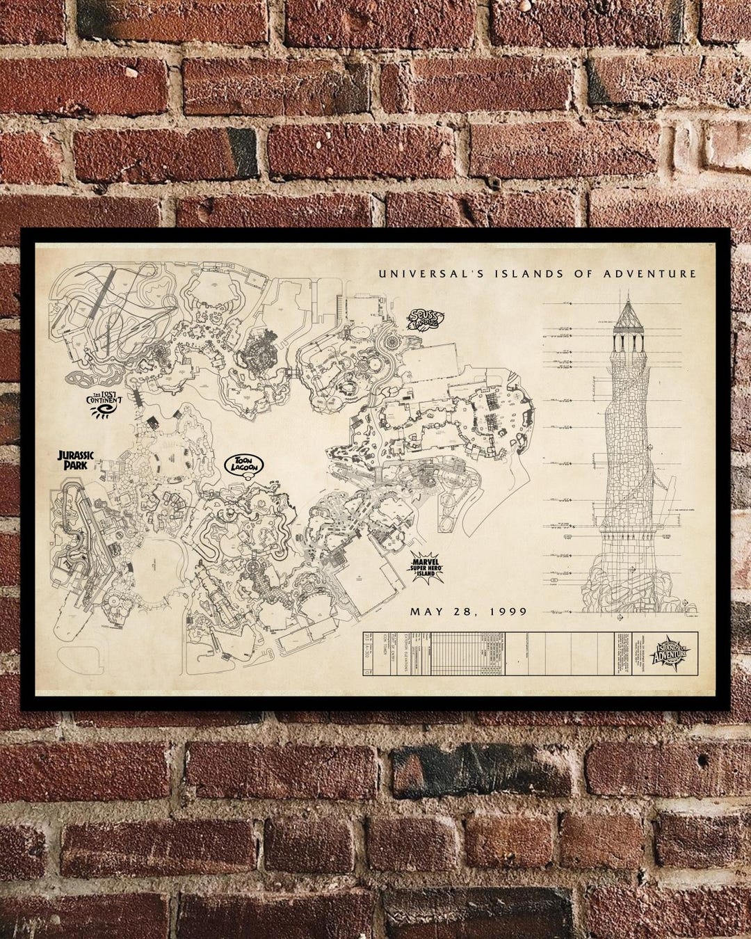 Universal Islands of Adventure Theme Park & Pharos Lighthouse Blueprint ...