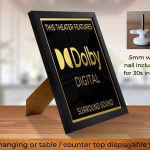 8" X 10" Framed Home Theater Cinema Sign - Ready to Hang & Tabletop ...