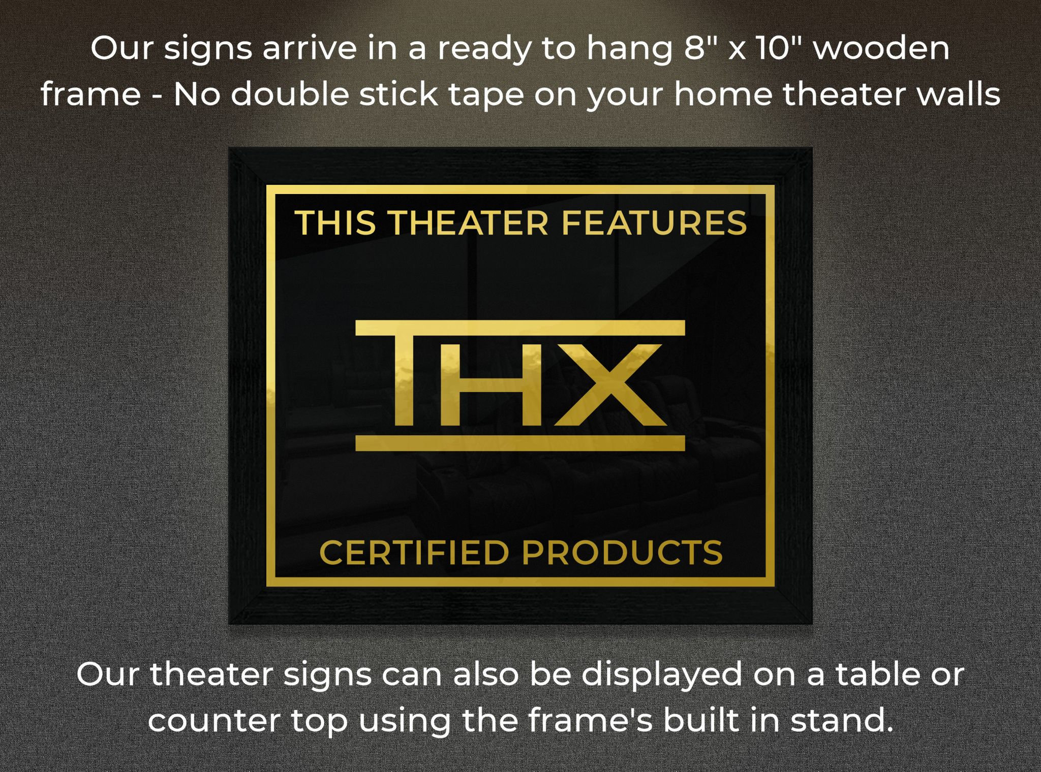 8" X 10" Framed Home Theater Cinema Sign - Ready to Hang & Tabletop ...