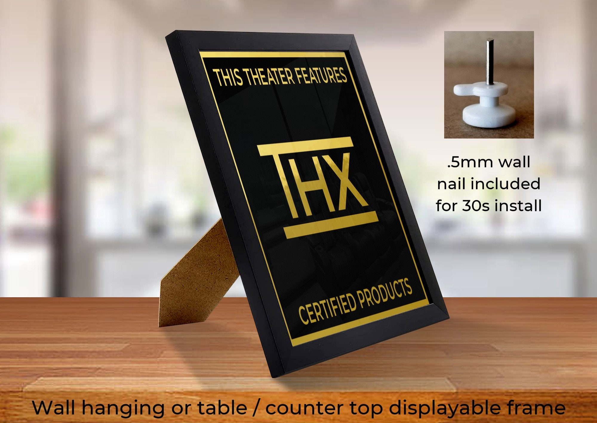 8" X 10" Framed Home Theater Cinema Sign - Ready to Hang & Tabletop ...