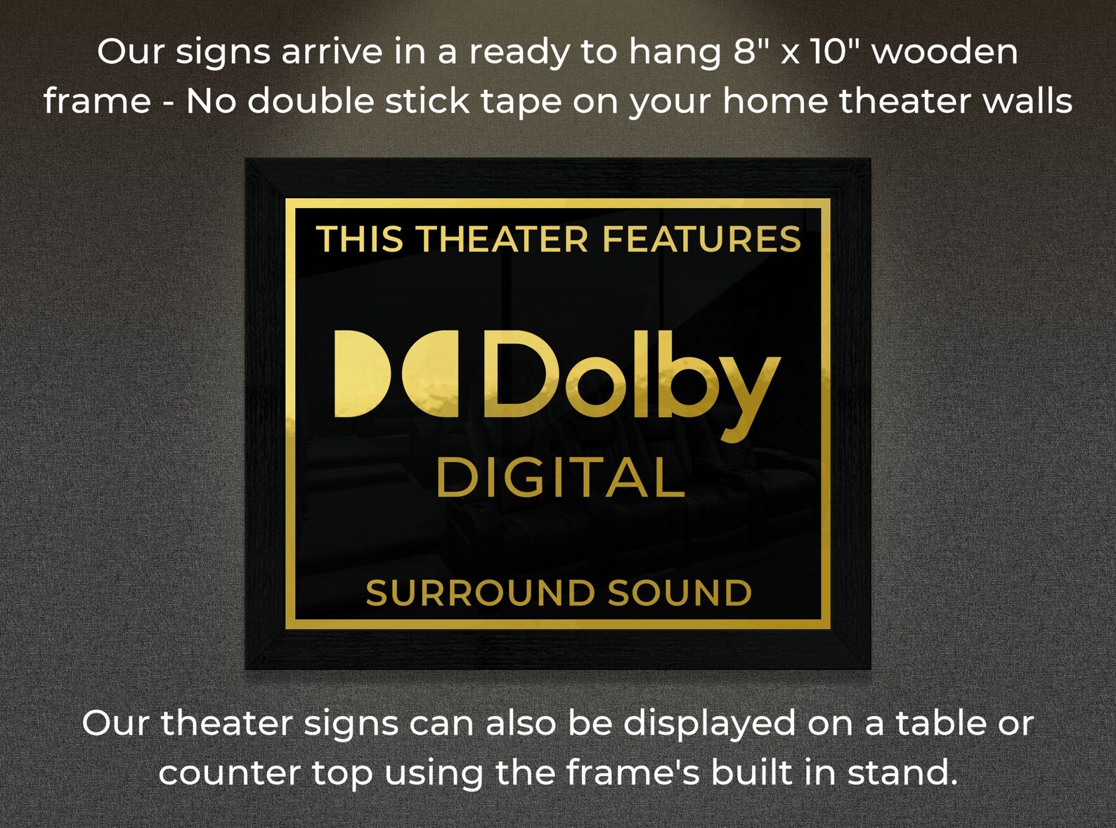 8 X 10 Framed Home Theater Cinema Sign Ready to Hang & Tabletop Option ...