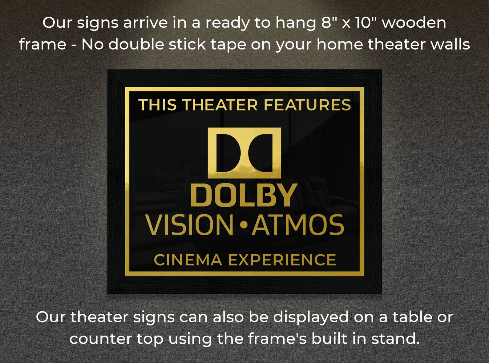 8" X 10" Framed Home Theater Cinema Sign - Ready to Hang & Tabletop ...