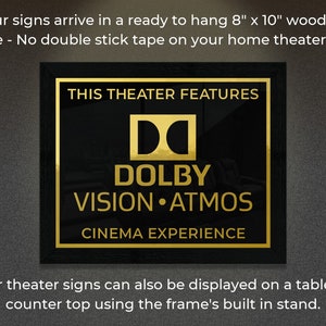 8" X 10" Framed Home Theater Cinema Sign - Ready to Hang & Tabletop ...