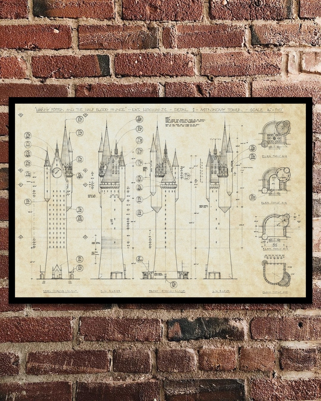 Wizard School Head Master Astronomy Tower Blueprint Print 17” X 11 ...