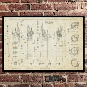 Wizard School Head Master Astronomy Tower Blueprint Print 17” X 11 ...