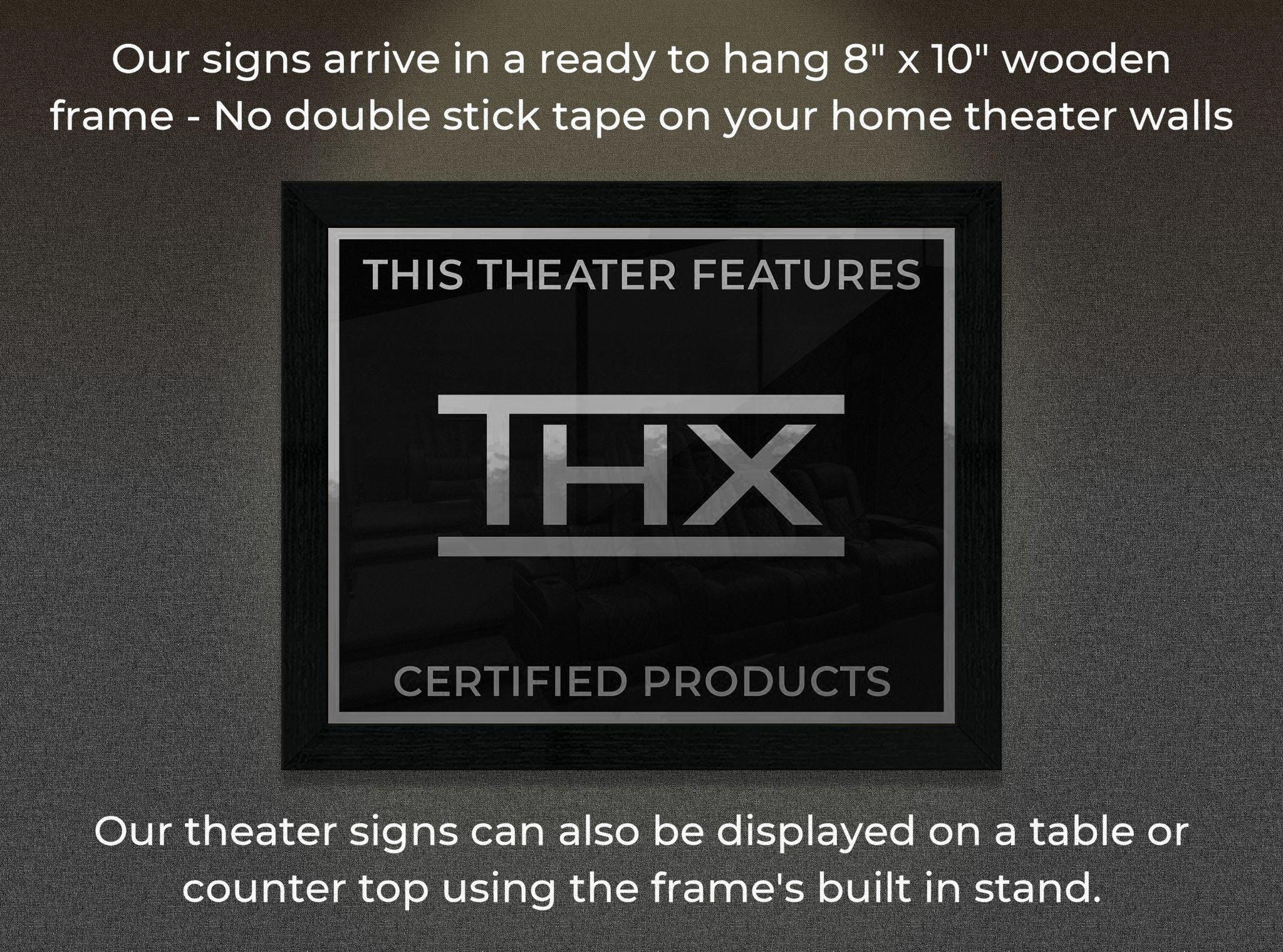 8" X 10" Framed Home Theater Cinema Sign - Ready to Hang & Tabletop ...