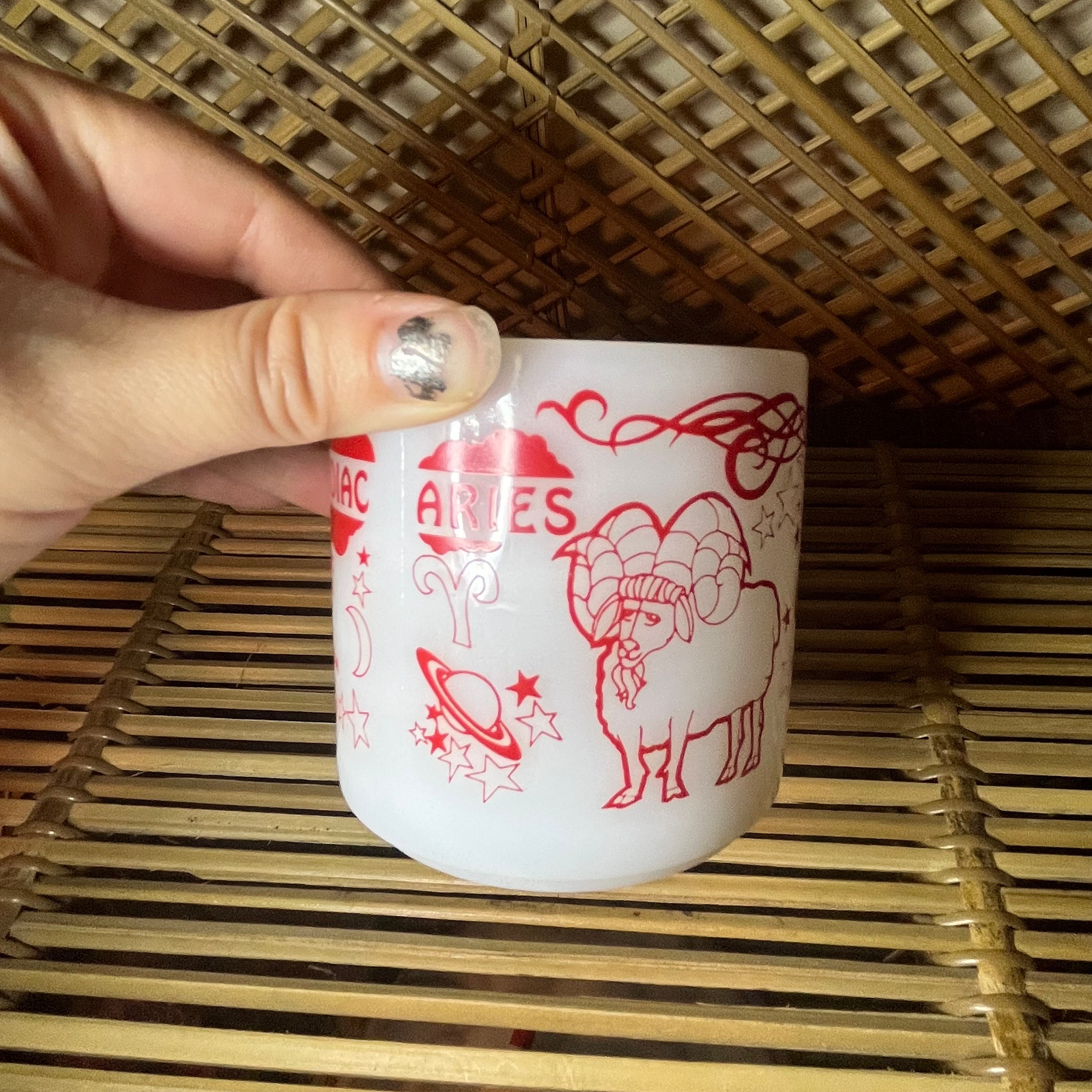 Vintage HTF Coffee Mug Zodiac Milk Glass Federal Glass Horoscope Zodiac ...