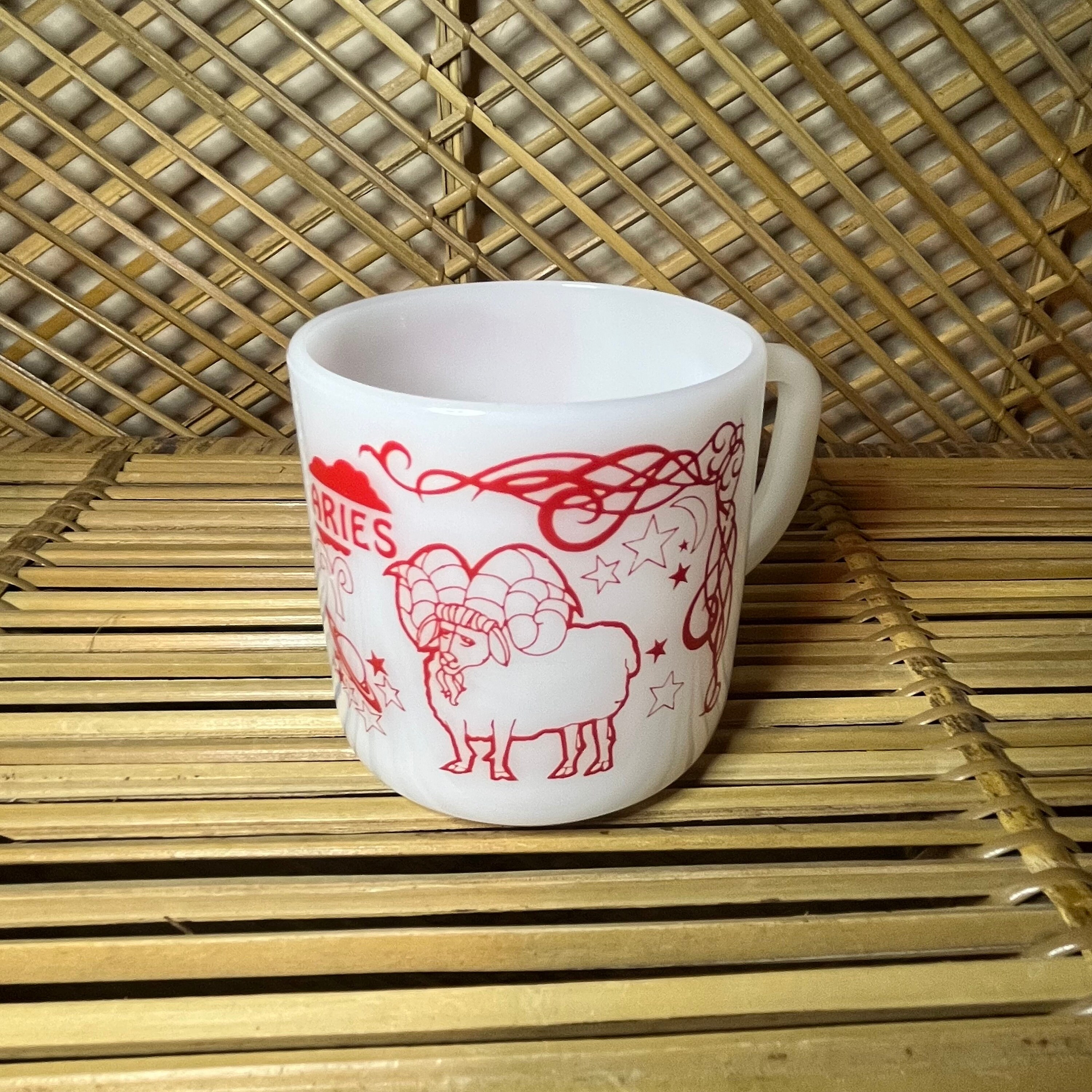 Vintage HTF Coffee Mug Zodiac Milk Glass Federal Glass Horoscope Zodiac ...