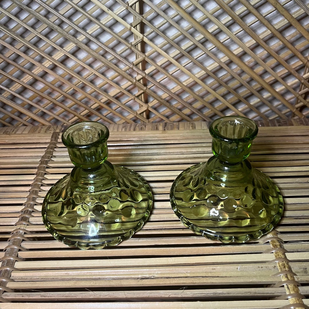 Vintage Set of 2 Hazel Atlas Corn Dot Eldorado Green Glass - Etsy