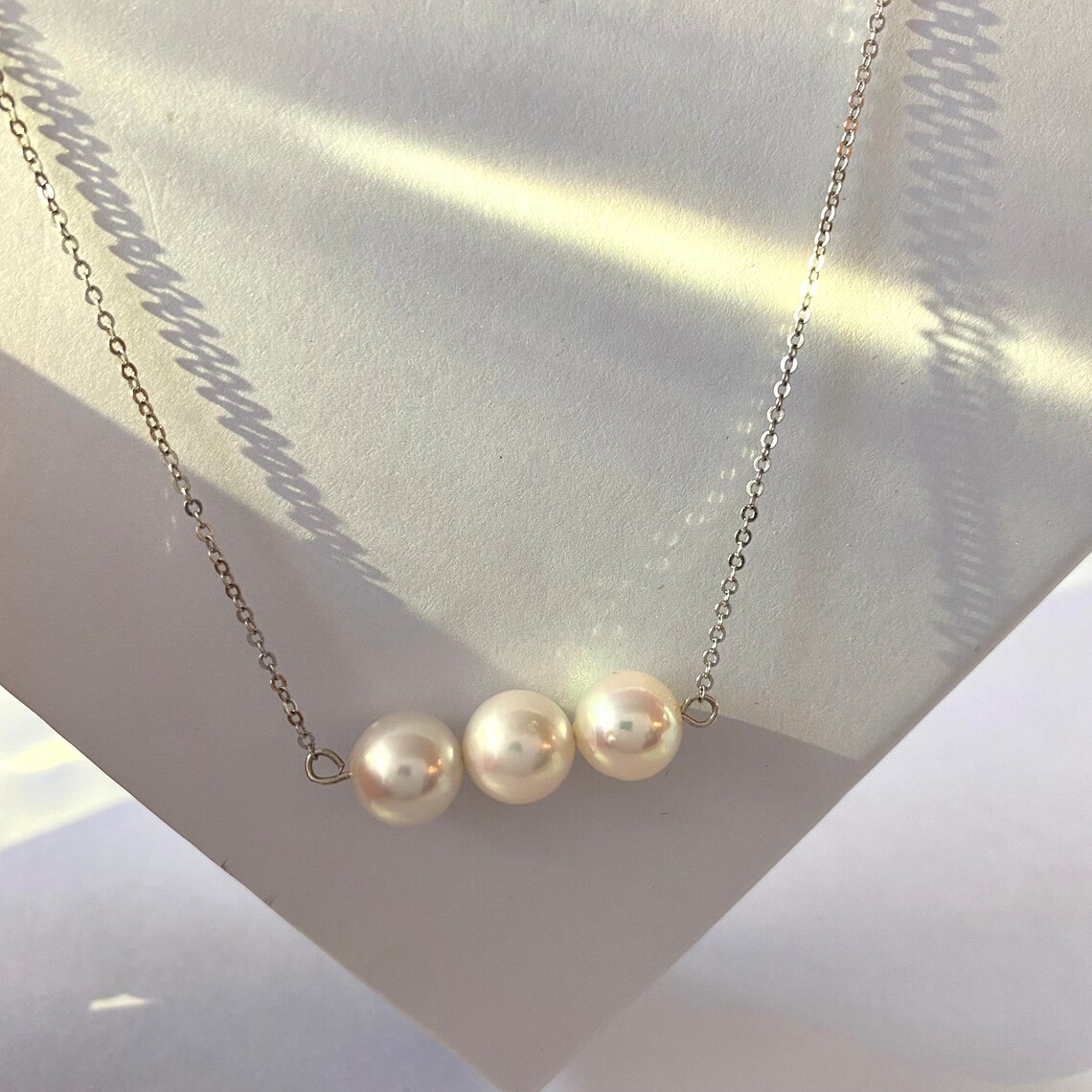 Akoya Pearl Balance Beam Necklace - Etsy