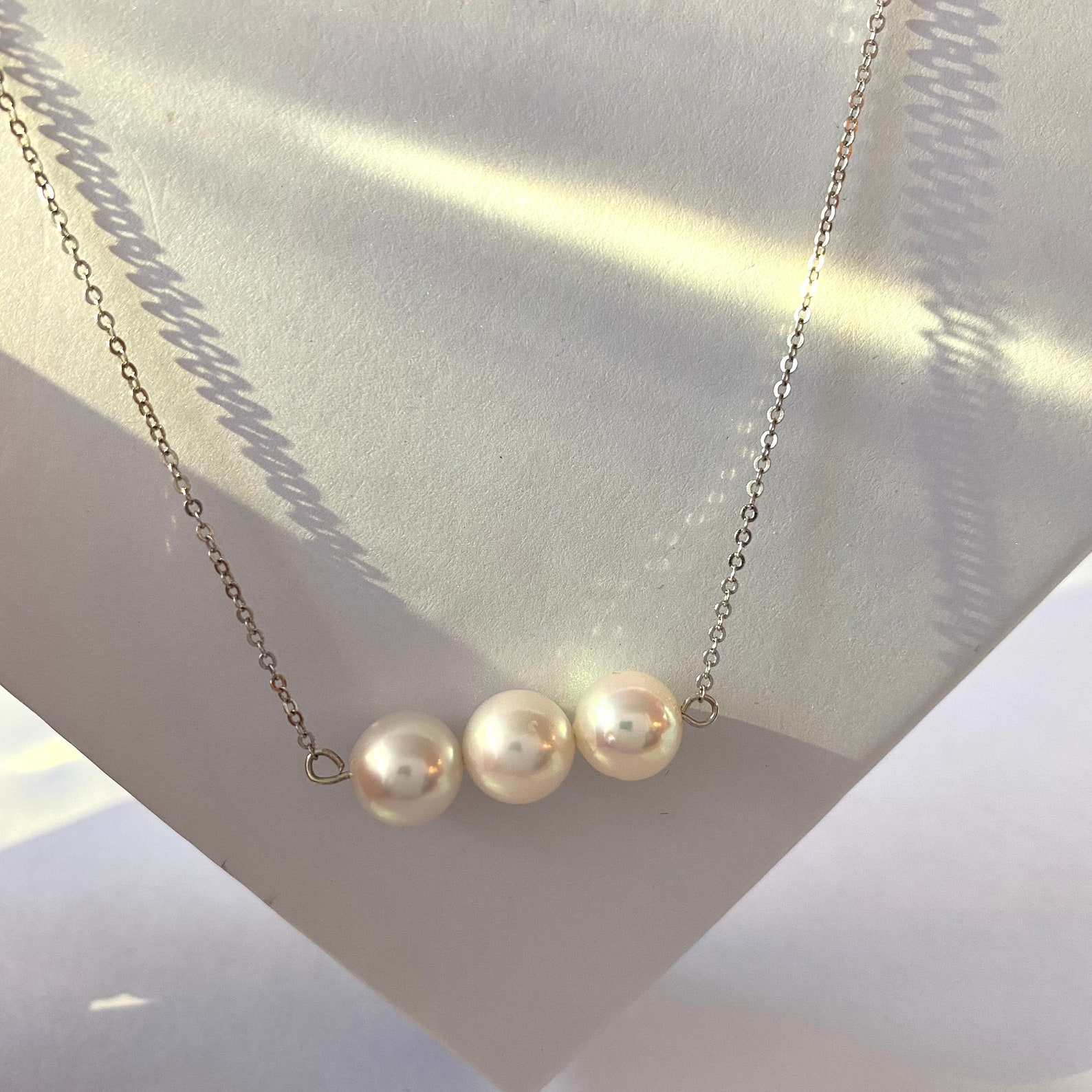 Akoya Pearl Balance Beam Necklace - Etsy