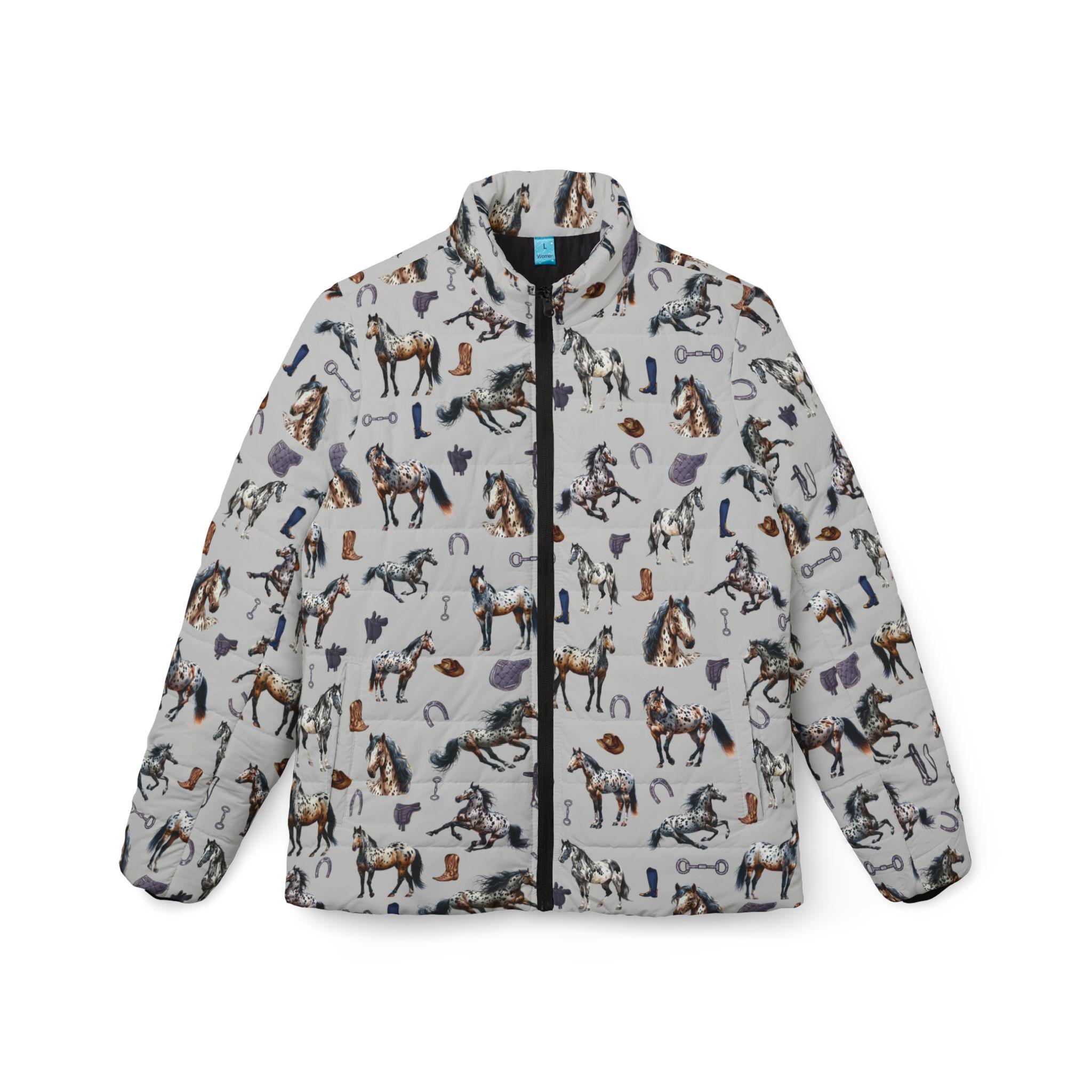 Equestrian Appaloosa Puffer Jacket, Horse Print Winter Coat - Etsy