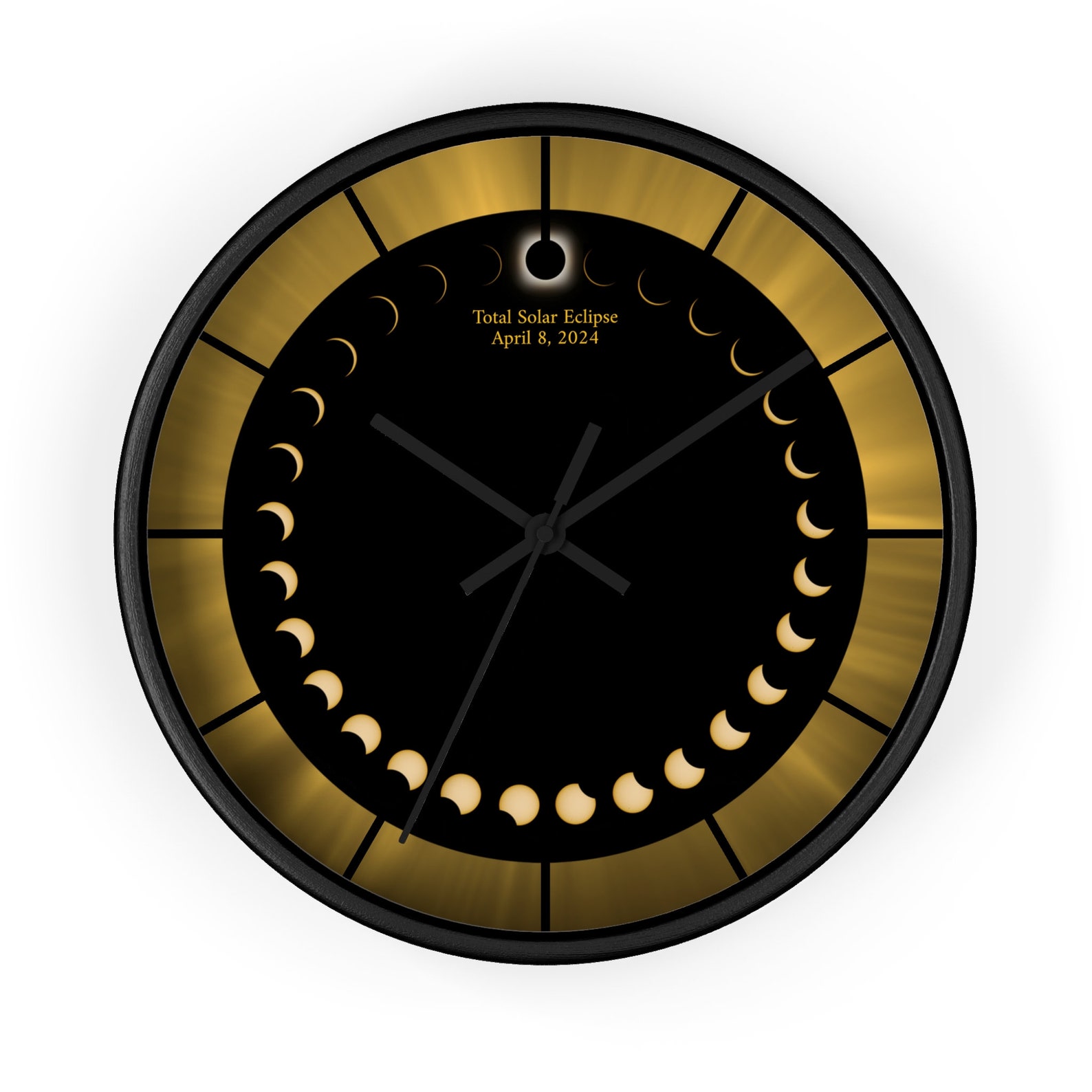 Total Solar Eclipse Clock, Wall Clock, April 8th, Solar Eclipse of 2024 ...