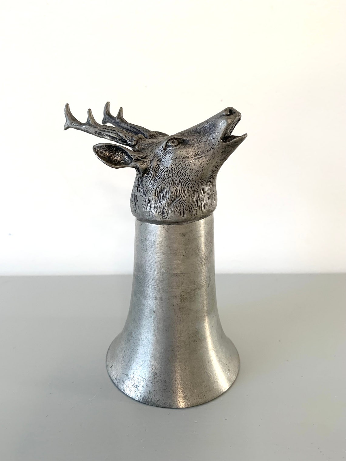 4 Vintage Pewter Stag Stirrup Cups, Vintage Barware, Fox Hunting Cups ...