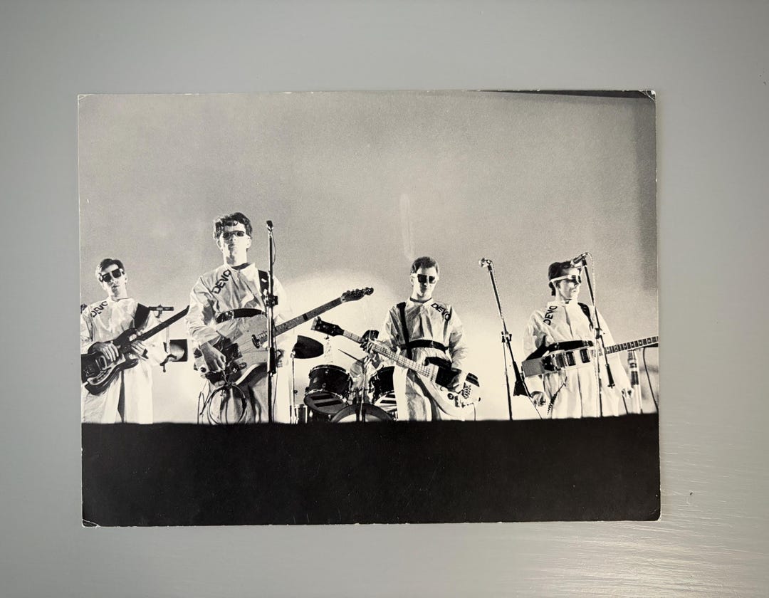 Vintage 1979 Devo Sticker and 1978 6" X 9" Postcard, Press Kit ...