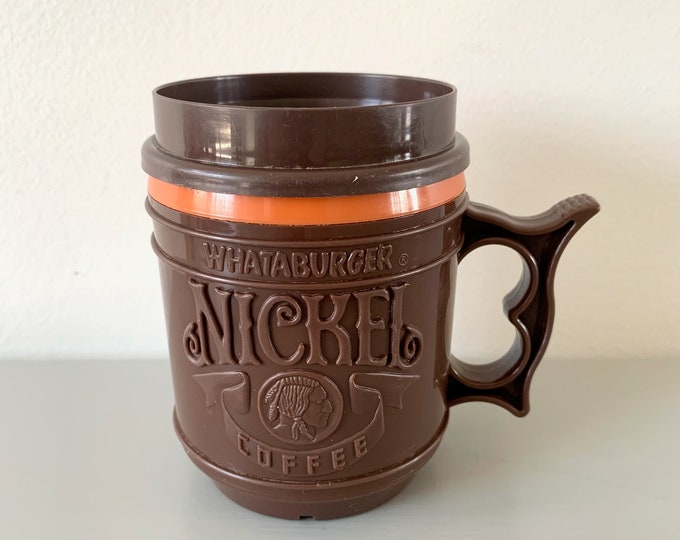 Vintage 70’s Whataburger Restaurant Nickel Coffee Plastic Travel Mug ...