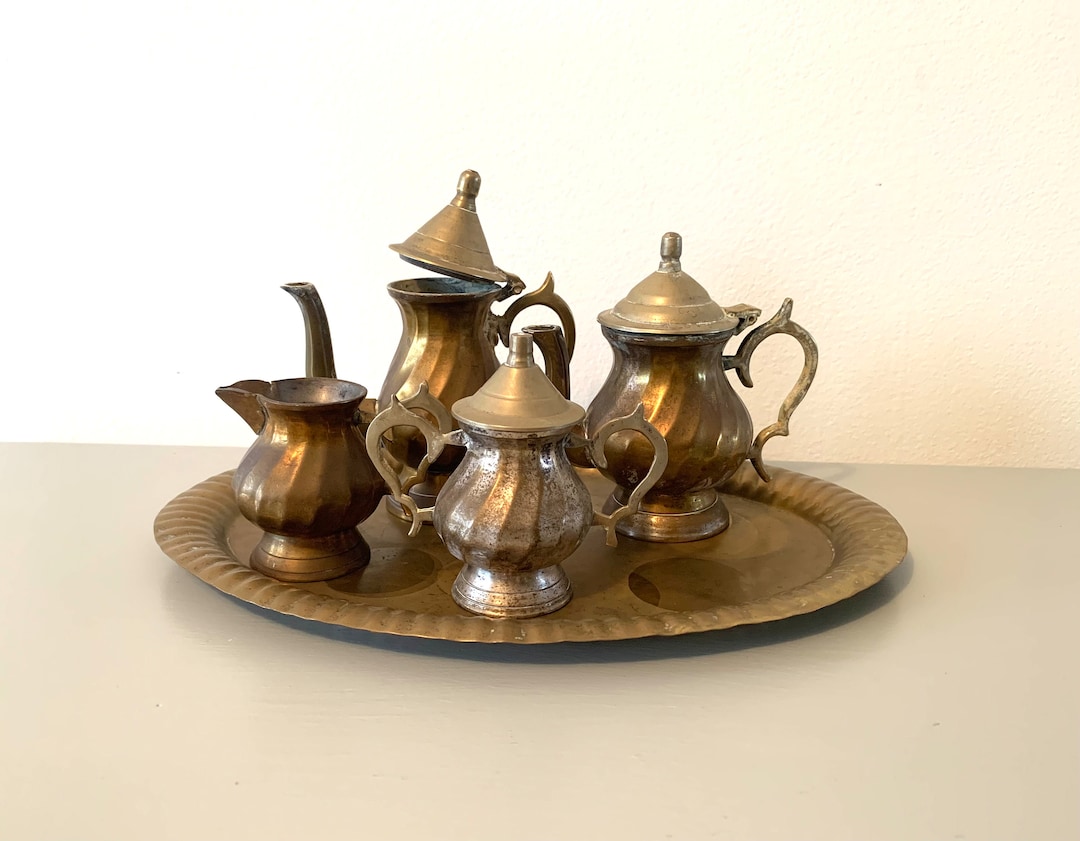 Vintage Brass Mini Tea Set With Brass Tray - Etsy