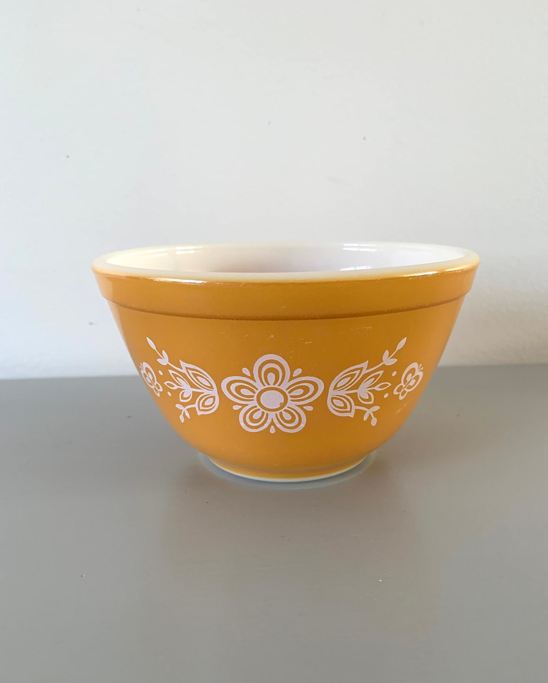 Vintage 70s Pyrex Butterfly/floral Gold Bowl, 401 Pyrex 1.5 Pint Soup ...