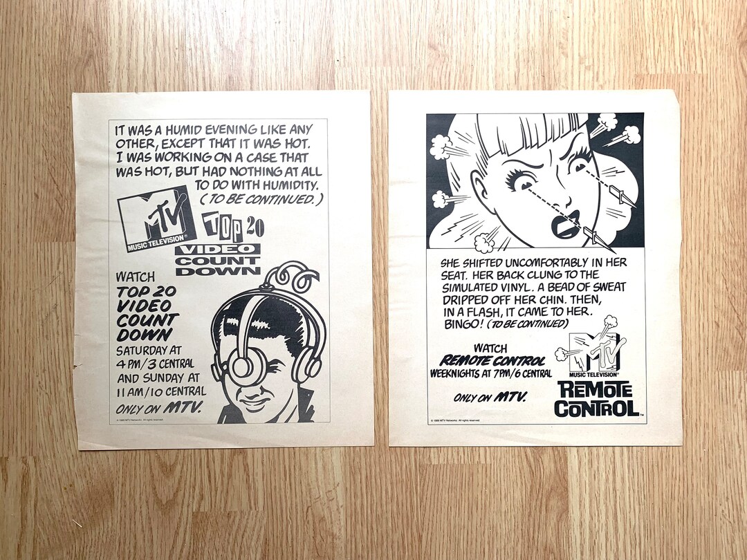 Vintage 80’s Retro MTV Programming Ads From Spin Magazine, Pop Art - Etsy
