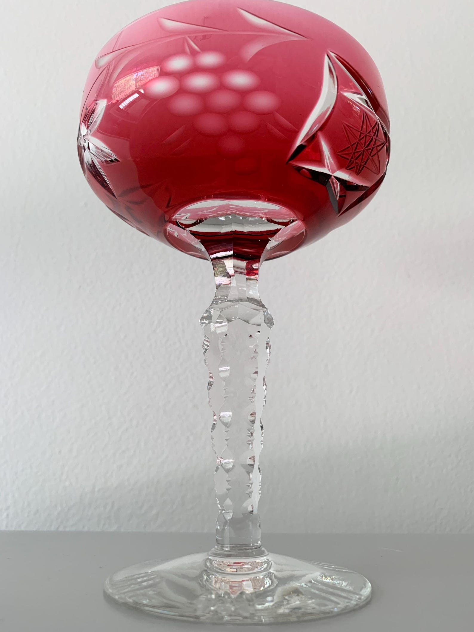 Rare 1960’s Cut to Clear Crystal Glassware, Raspberry Red, Made in ...