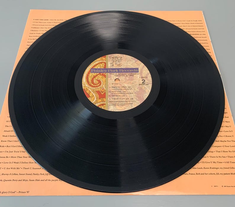 Original 1987 Prince “sign ‘O’ the Times” Vinyl LP, Double Album, VG ...
