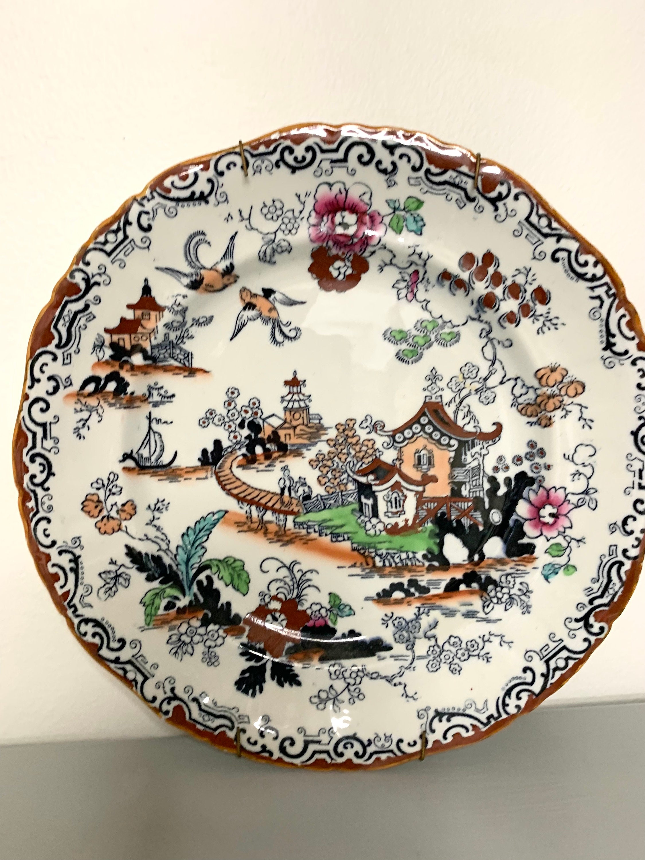 Vintage Late 1800s Ashworth Brothers Chinoiserie Pattern, 10.25 Plate ...