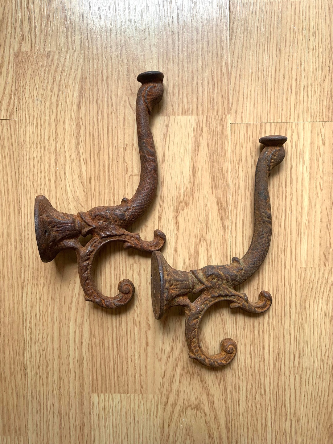 2 Vintage Victorian Koi Fish Hangers/hooks, Unique Rusted Cast Iron ...