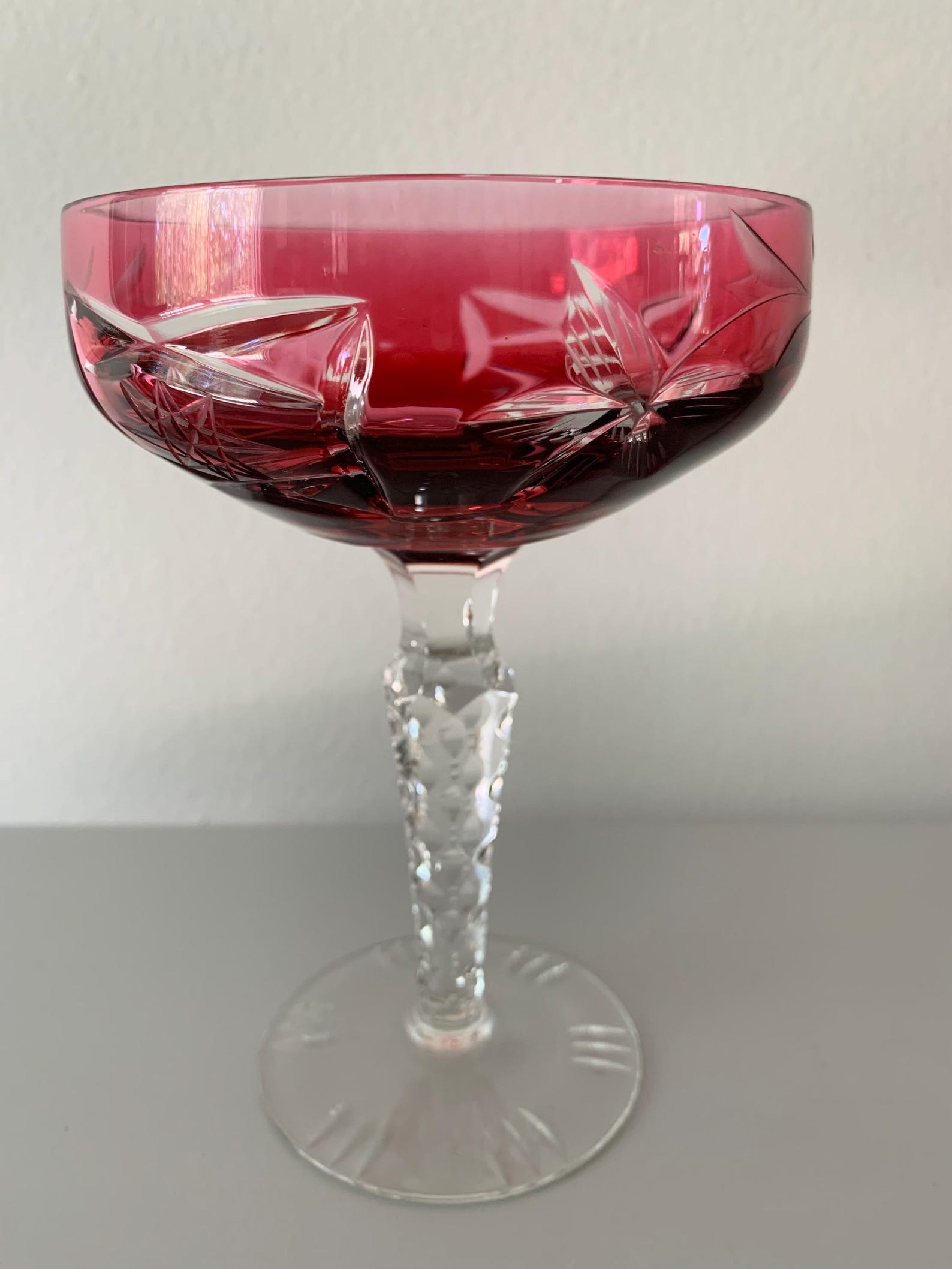 Rare 1960’s Cut to Clear Crystal Glassware, Raspberry Red, Made in ...