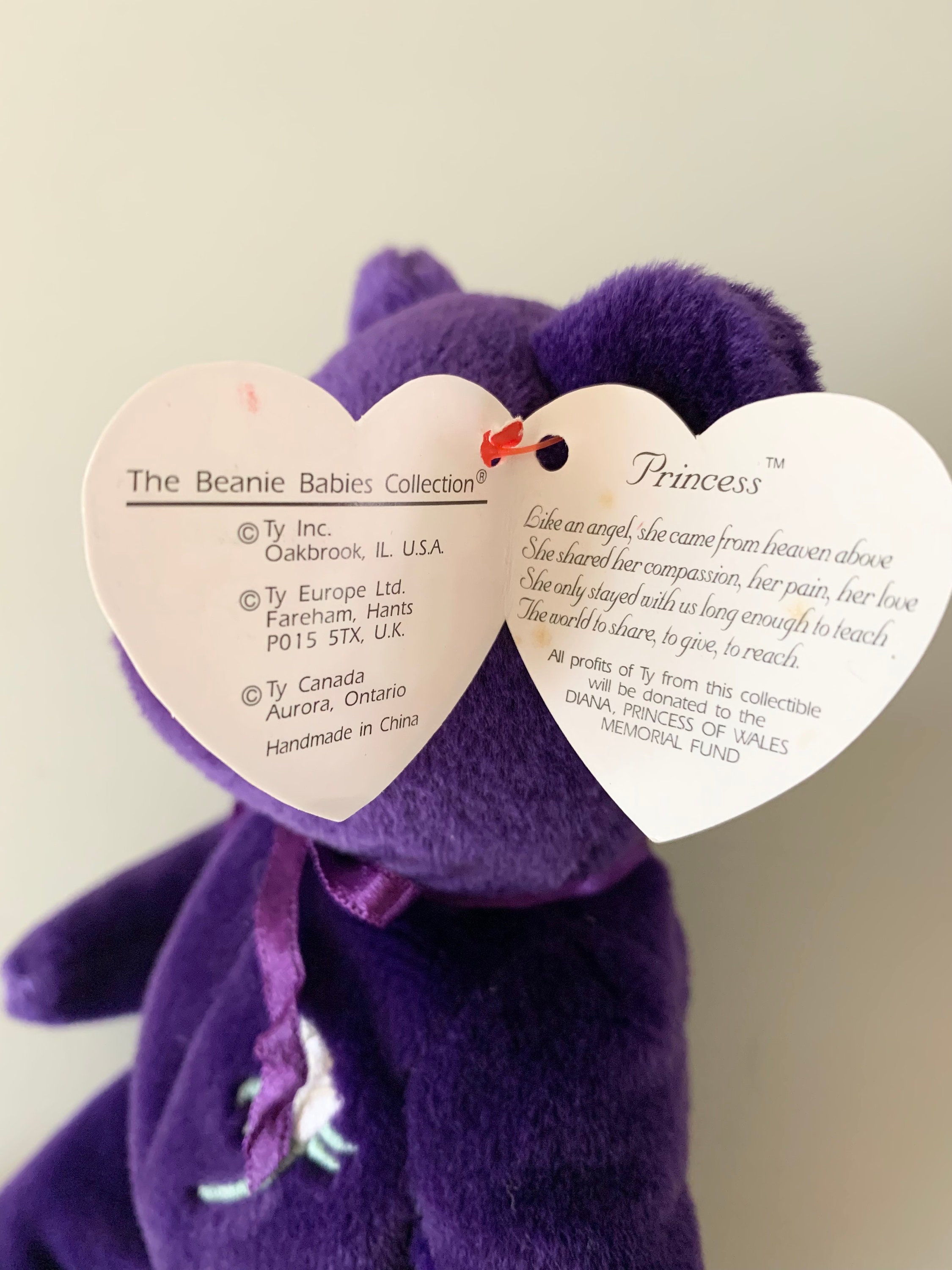 Vintage Princess Diana Ty Beanie Baby - Purple Beanie Bear - Etsy